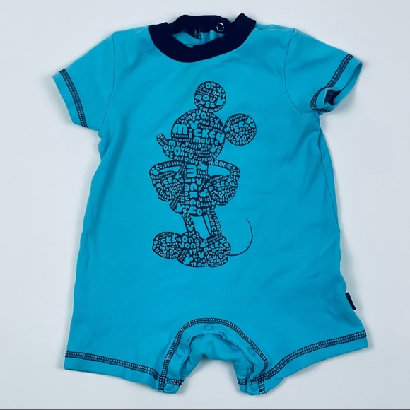 Disney | Bottoms | Baby Disney Mickey Mouse Romper Blue One Piece Snap ...